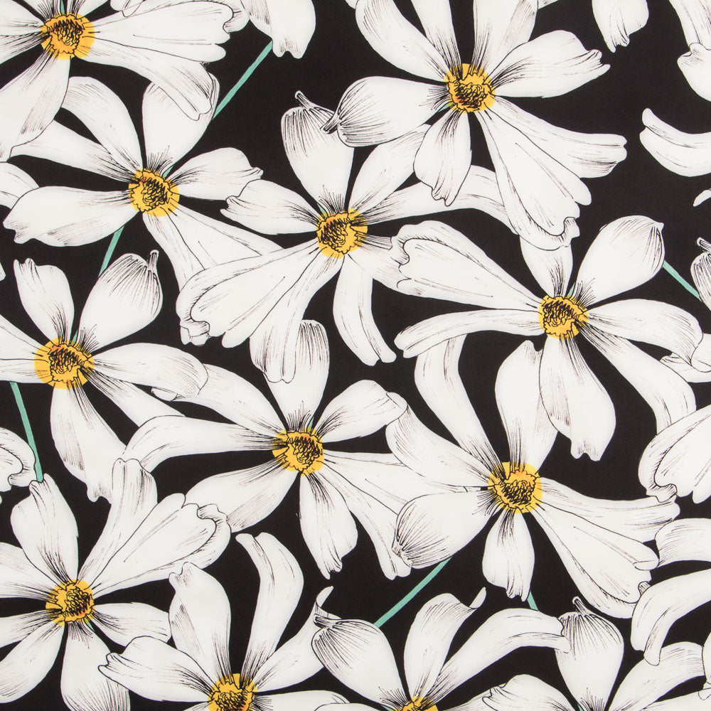 Achetez des tissus au mètre | Tissu Biélastique Fleur Noir – Ribes & Casals